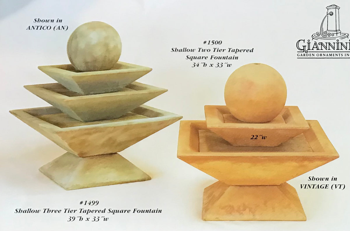 #1500 Shallow Two Tier Tapered Square Fountain – Absolute Home & Garden